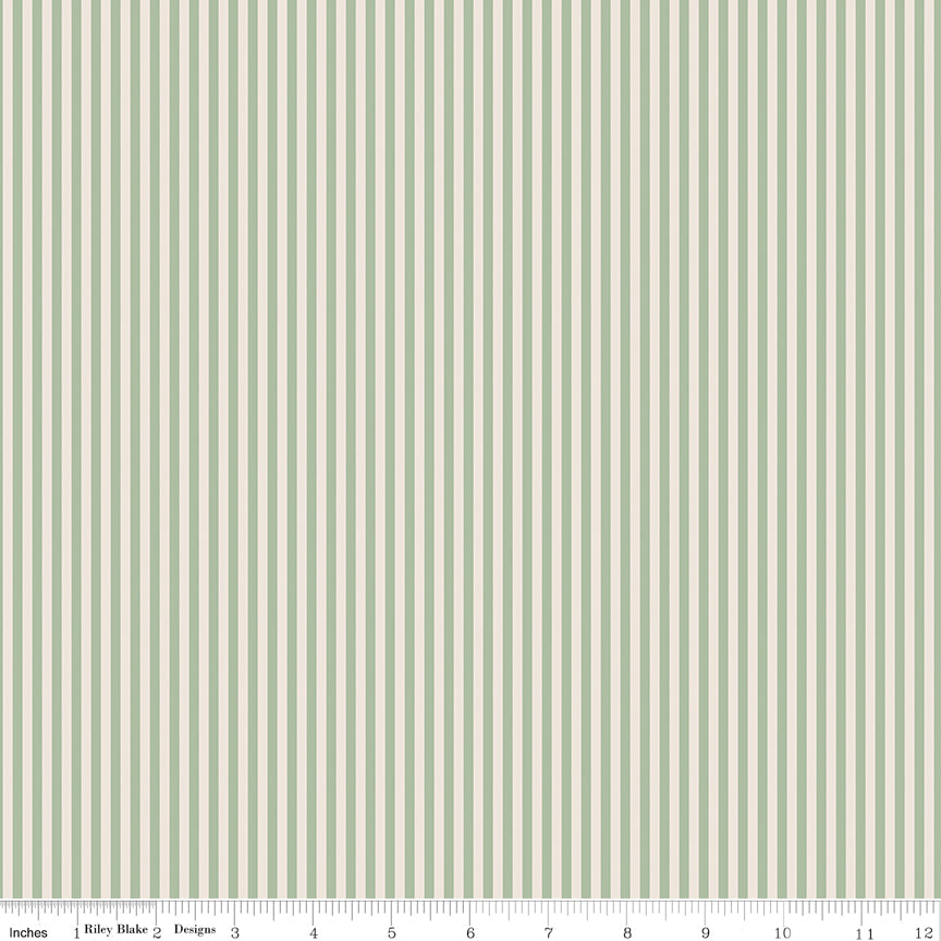 Riley Blake Stripes 1/8" Sage Green and Ivory Fabric – Mashe Modern ...